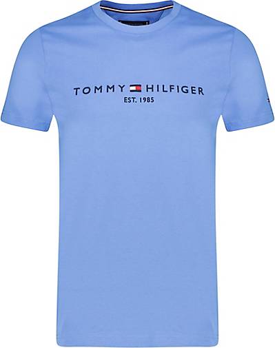Tommy Hilfiger Herren T Shirt Tommy Logo Tee Slim Fit In Blau Bestellen